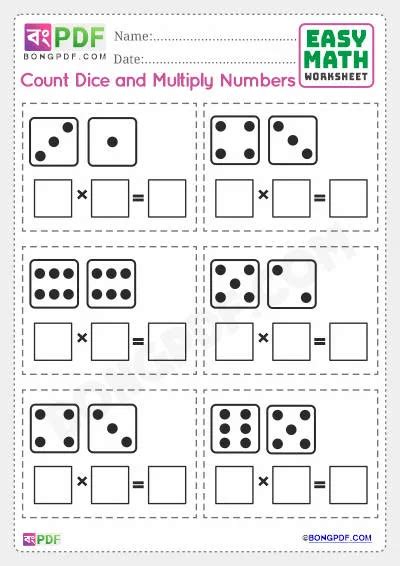 Dice Multiplication English Worksheets Download Bongpdf