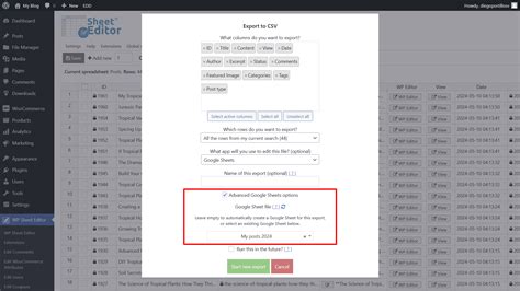 WordPress Schedule Automatic Exports To Google Sheets