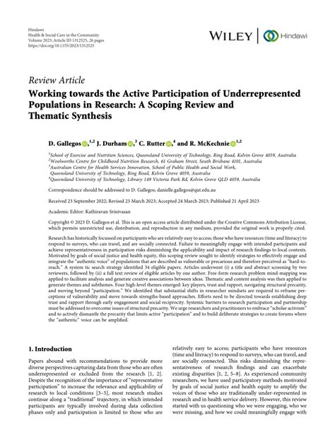 Pdf Working Towards The Active Participation Of Underrepresented