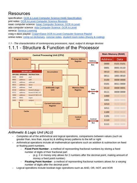 Unit 1 Ocr A Level Computer Science Notes Pdf Process Computing Computer Data Storage