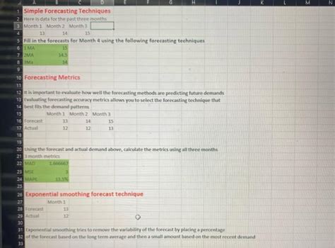 [solved] please help simple forecasting techniques here is