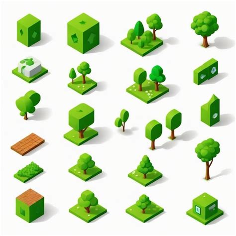 Premium Vector A Collection Of Green Trees And Shrubs With A Square