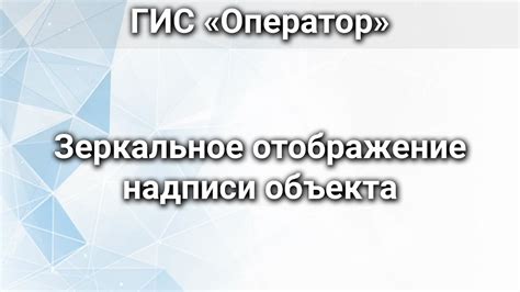 ГИС «Оператор Зеркальное отображение надписи объекта Youtube
