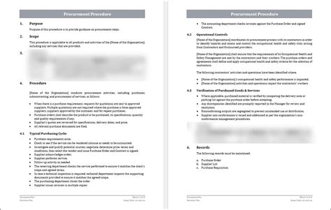 Procurement Procedure Template Iso Templates And Documents Download