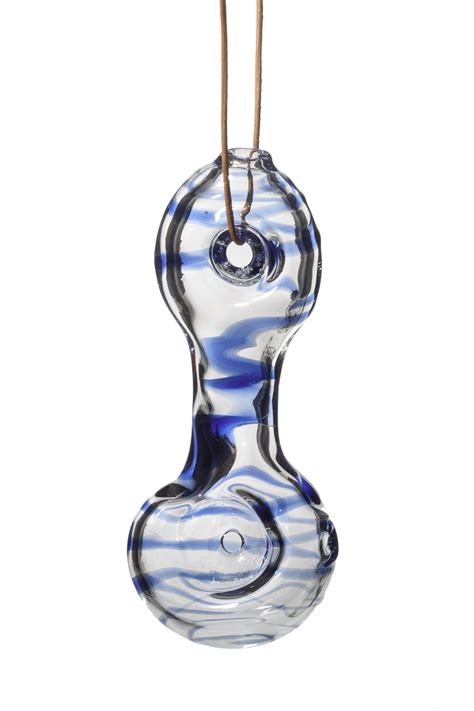 Necklace Glass Smoking Pipe Blue