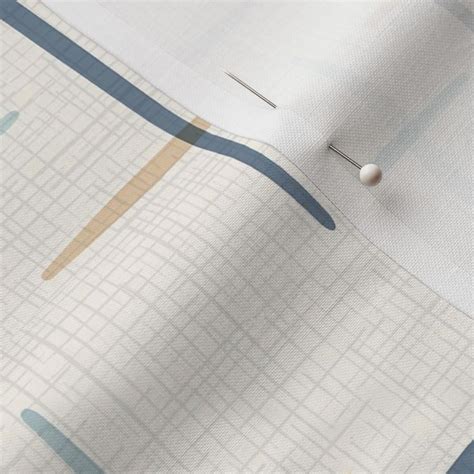 Spatial Blue Aqua Orange Muted Fabric Spoonflower