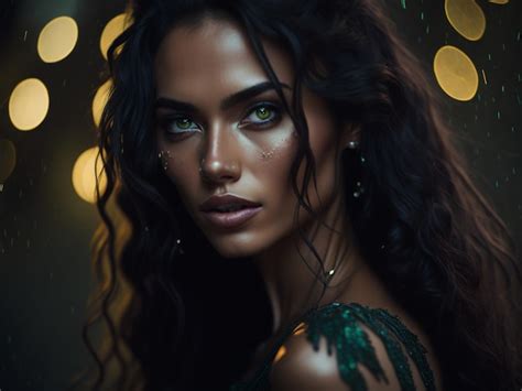 Premium Ai Image Beautiful Woman With Black Hair And Blue Eyes