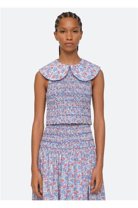 Buy Sea Peggy Smocked Top Blue At Off Editorialist