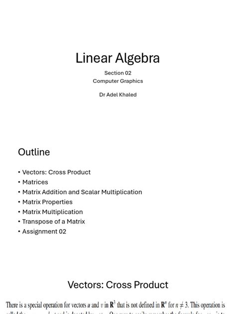 Section 02 Linear Algebra Part2 Pdf Matrix Mathematics Vector
