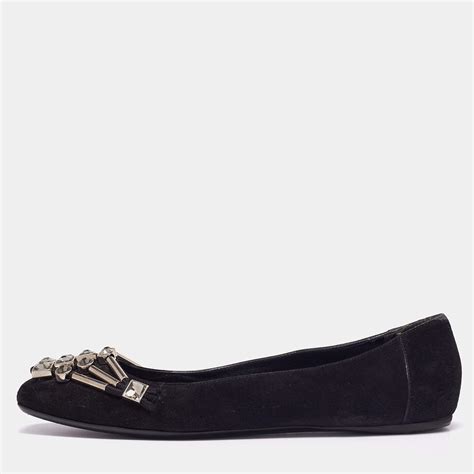 Gucci Black Suede Crystal Embellished Ballet Flats Size 39 Gucci The
