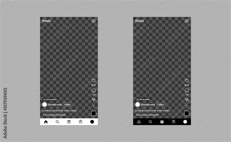 Instagram Reels Mockup Empty Screen Ui Blank Template Stock Vector