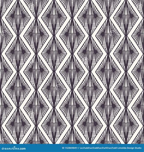 Seamless Vector Pattern Modern Geometric Hand Drawn Diamond Damask Repeating Abstract Linear