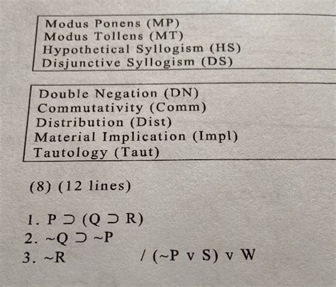 Solved Modus Ponens Mp Modus Tollens Mt Hypothetical