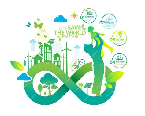 Ecologygreen 도시는 환경 친화적 인 개념 Ideasvector 그림으로 세계를 돕습니다 프리미엄 벡터