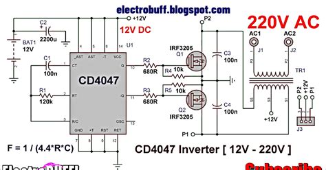 Cd4047 Inverter Circuit 12v Dc To 220v Ac 600watts Electrobuff On Youtube