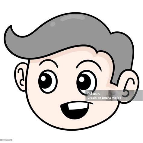 잘 생긴 친절한 소년 머리 벡터 일러스트 판지 이모티콘 낙서 아이콘 그리기 그리기에 대한 스톡 벡터 아트 및 기타 이미지