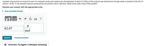 solved a protein subunit from an enzyme is part of a