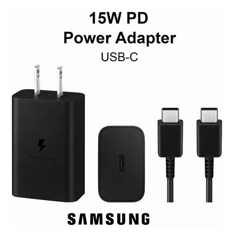 Cargador Carga Rapida Samsung 15w Pd Cable Tipo C Negro