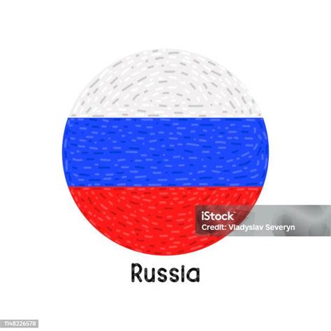 Bendera Rusia Simbol Nasional Vektor Ikon Datar Pada Latar Belakang