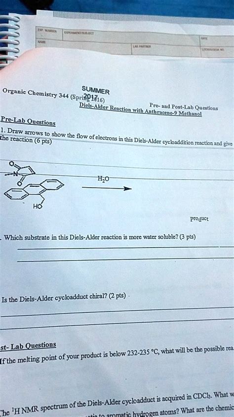 SOLVED Organic Chemistry SUMMER 344 Spri2Q171o Dics Alder Raction