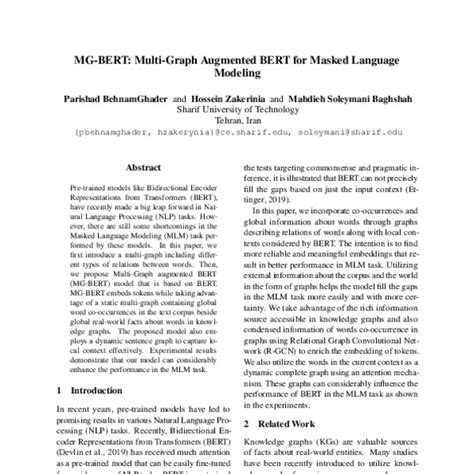 Mg Bert Multi Graph Augmented Bert For Masked Language Modeling Acl Anthology