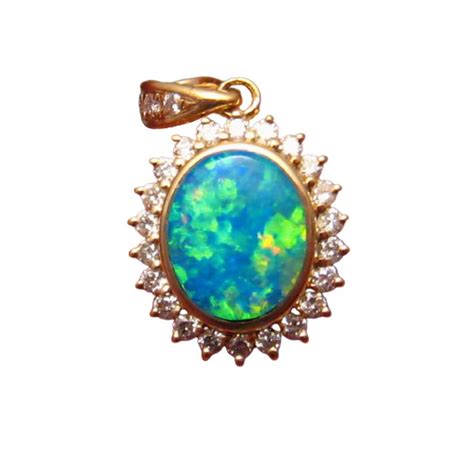 Opal Pendant Diamond Halo 7533 Real Opal Jewelry Australia