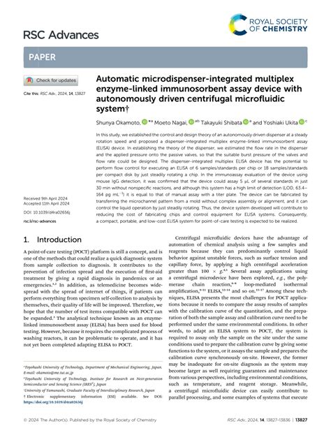 Pdf Automatic Microdispenser Integrated Multiplex Enzyme Linked Immunosorbent Assay Device