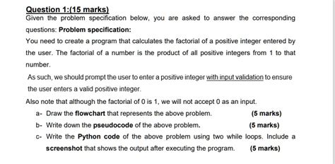 Question Marks Given The Problem Specification Below You Are