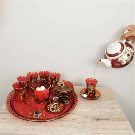 Persian Red Shah Abbas Tea Set Handcrafted Heritage