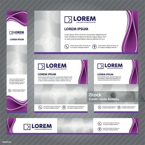 표준 크기에 웹 배너의 집합입니다 벡터 배경 헤더 대각선 줄무늬와 버튼 추상 템플릿 디자인 0명에 대한 스톡 벡터 아트 및 기타