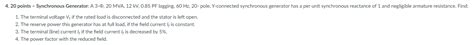 solved 4 20 points synchronous generator a 3 0 20 mva