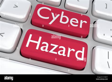 Render Illustration Of Computer Keyboard With The Print Cyber Hazard On