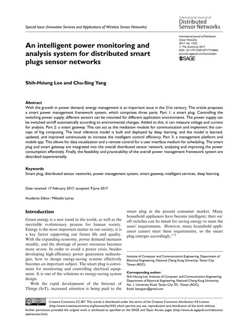 PDF An Intelligent Power Monitoring And Analysis System For Distributed Smart Plugs Sensor