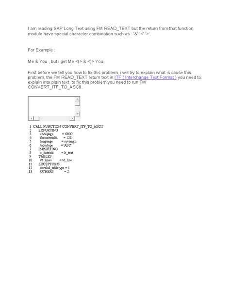 How To Eliminated Special Character In Sap Long Text Pdf