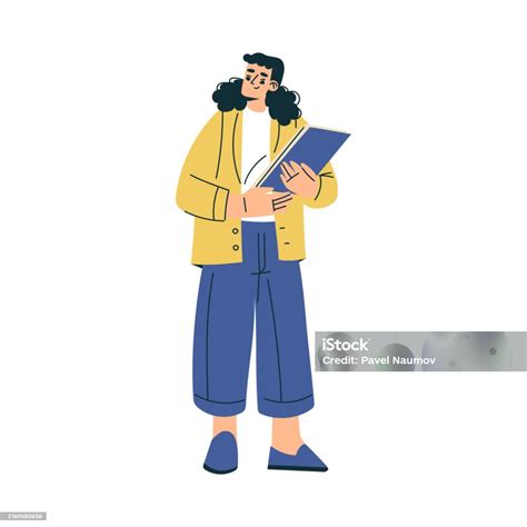 여자 퀴즈 게임 호스트 서 있는 와 클립보드 벡터 일러스트 개념에 대한 스톡 벡터 아트 및 기타 이미지 개념 경쟁 공연자