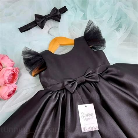Designer Black Satin Partywear Frock