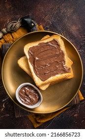 Stack Toasts Chocolate Hazelnut Cream Plate Stock Photo 2166856723