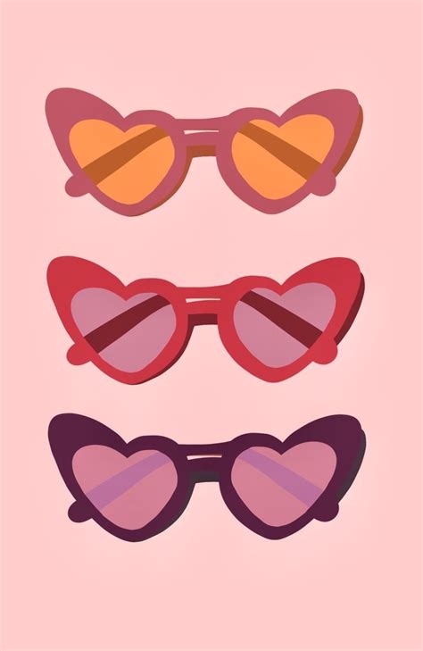 Cute Heart Sunglasses On Pink Background