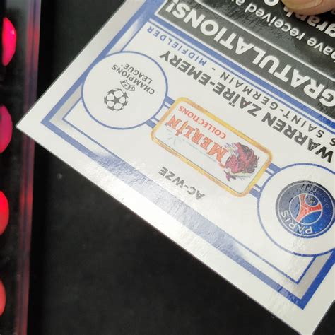 1 10【老斑马拍卖】wzzw 29 Topps 2022 23 欧冠 梅林 Merlin 巴黎圣日耳曼 Rc 新秀 金折 签字 50编 沃伦