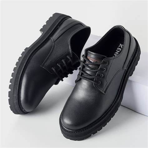 Jual Kenfa Sefron Black Sepatu Formal Pria Wanita Casual Kerja Kantor Semi Kulit Simple Basic