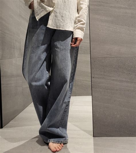 릴리럽프 롱 일자와이드 하이웨스트 뒷밴딩 데님팬츠