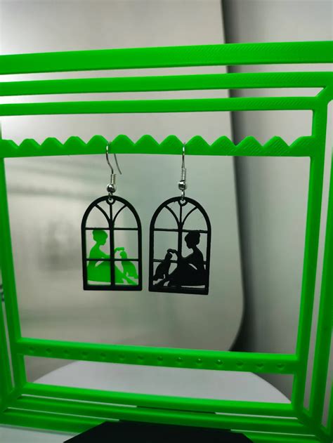 Woman With A Cat In The Window Earrings By Kotka Stokrotka Makerworld