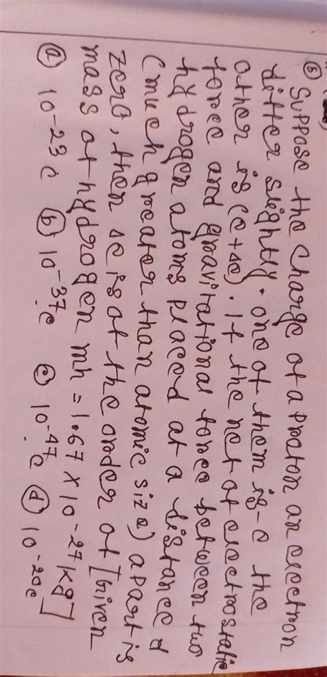5 Suppose The Charge Of A Proton An Electron Titer Slightly One Of Them