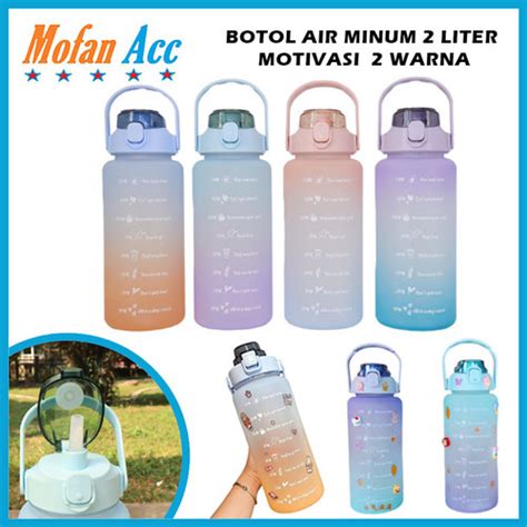 Jual Botol Air Minum Motivasi Liter Rainbow Botol Viral Penanda Waktu L HIJAU STICKER
