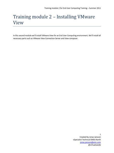 Training Module 2 Installation Of Vmware View V1 2 Pdf Databases