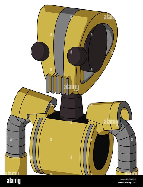 Portrait Style Yellow Droid With Droid Head And Vent Mouth And Two Eyes