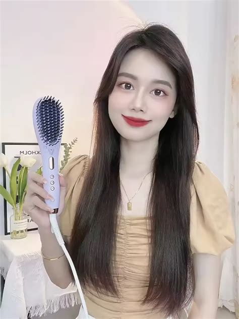 Japan AKIRA Ceramic Negative Ion D Hair Straightener Comb Straightening Beard Brush LCD Display