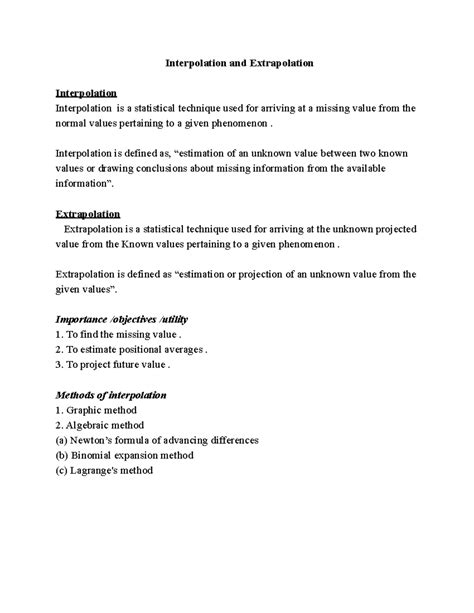 Qt Short Notes Summary Quantitative Techniques Interpolation And