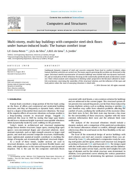 Pdf Multi Storey Multi Bay Buildings With Composite Steel Deck Floors Under Human Induced