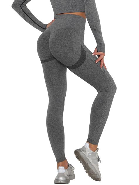 Vaslanda Womens High Waist Workout Seamless Smile Yoga Leggings